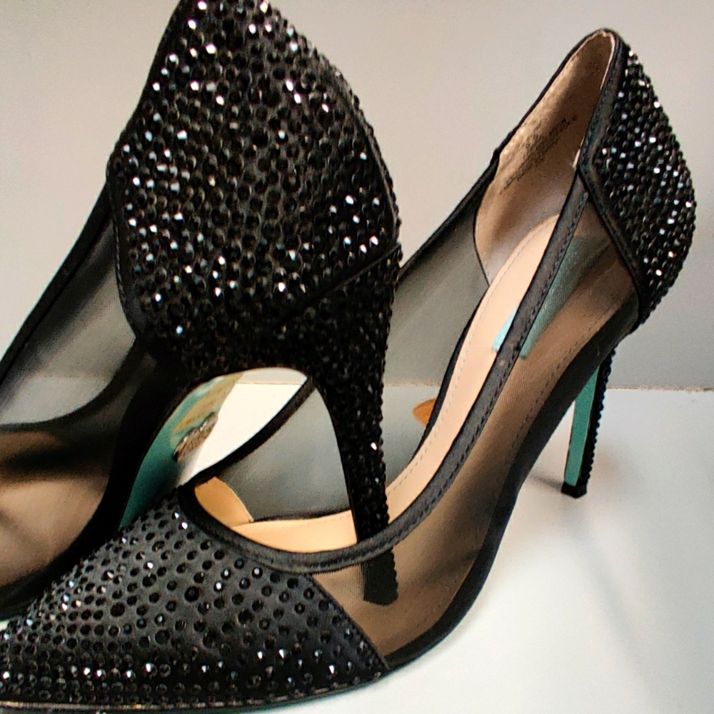 Betsey Johnson Studded Shimmering Stilettos With Blue… - Gem
